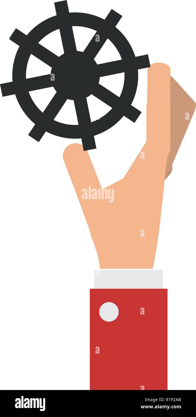 Hand with gear symbol isolated vector illustration graphic design Stock ...