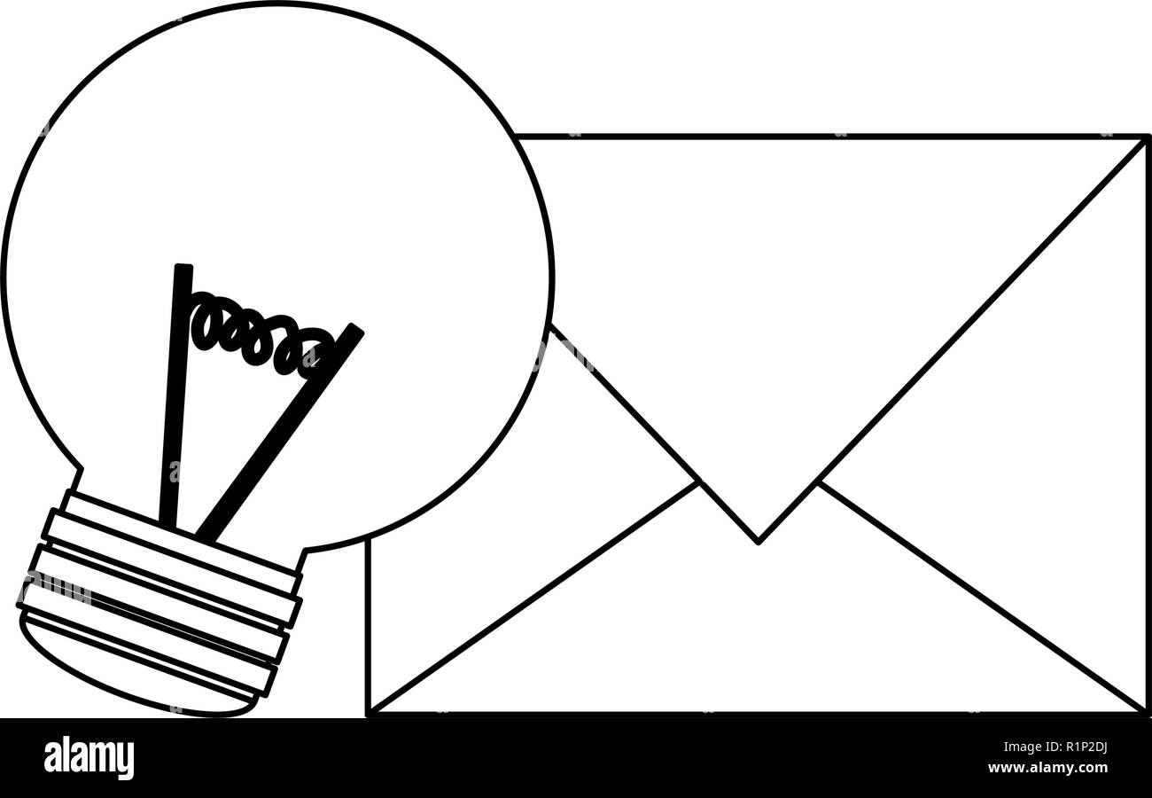 Envelope mail and big idea bulb light vector illustration graphic ...