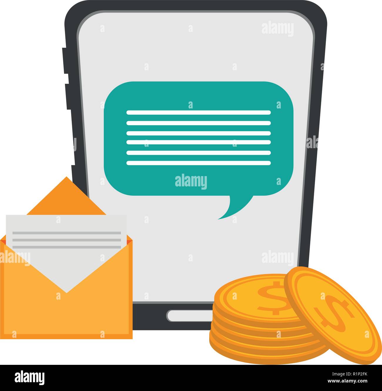 Smartphone business chat and email vector illustration graphic design ...