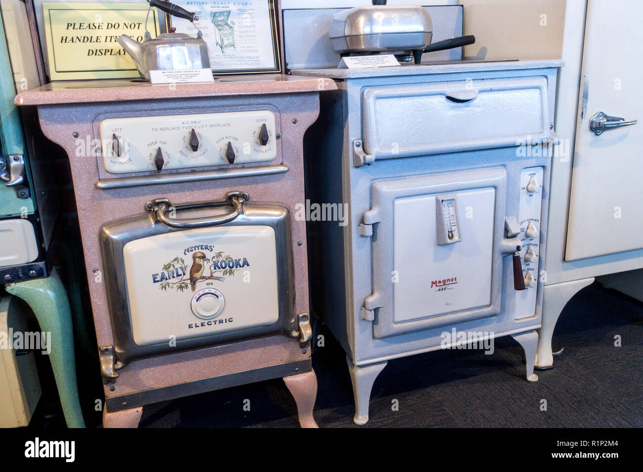 Two 1930's electric hotplate and oven ranges. On the left an Australian ...