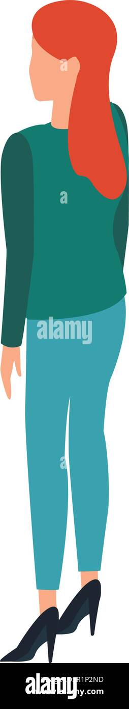 Young woman showing back isometric avatar vector illustration graphic ...
