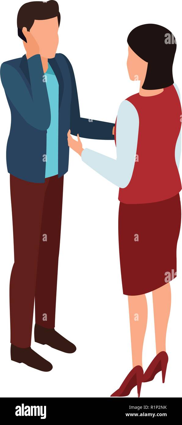 couple woman and man talking and arguing isometric avatar vector ...