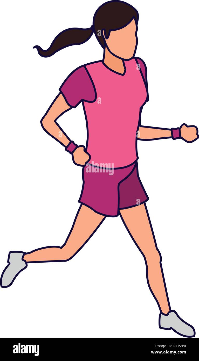 Fitness woman running isometric avatar vector illustration graphic ...