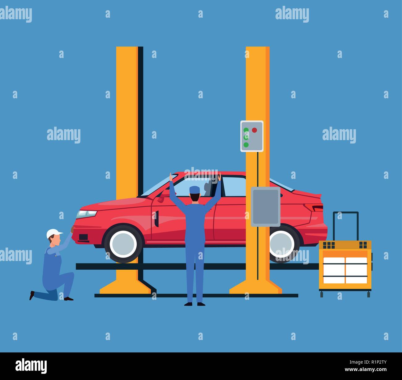 Car factory workers assembly line Stock Vector Images - Alamy