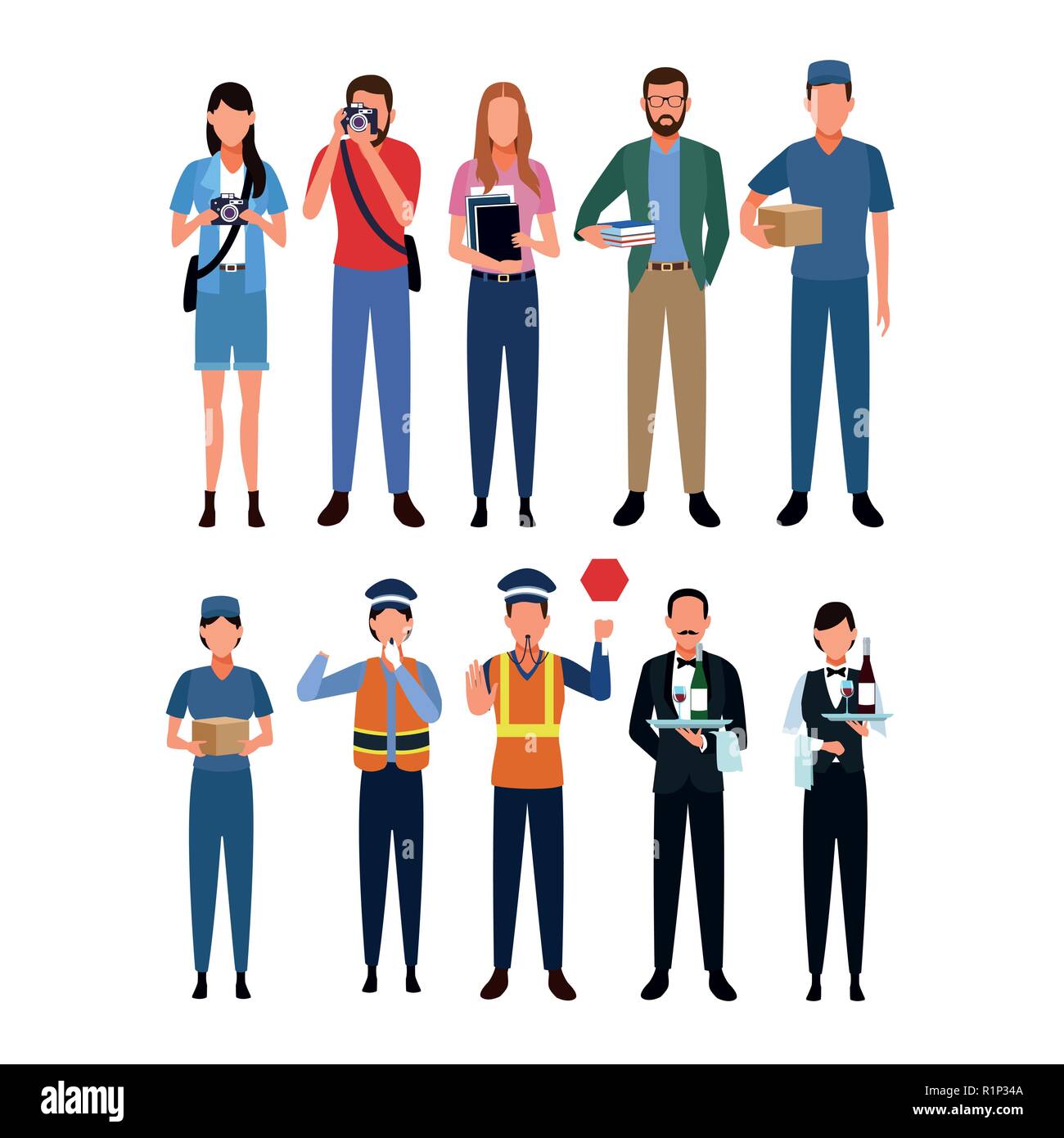 Set of jobs and occupations workers avatar vector illustration graphic ...