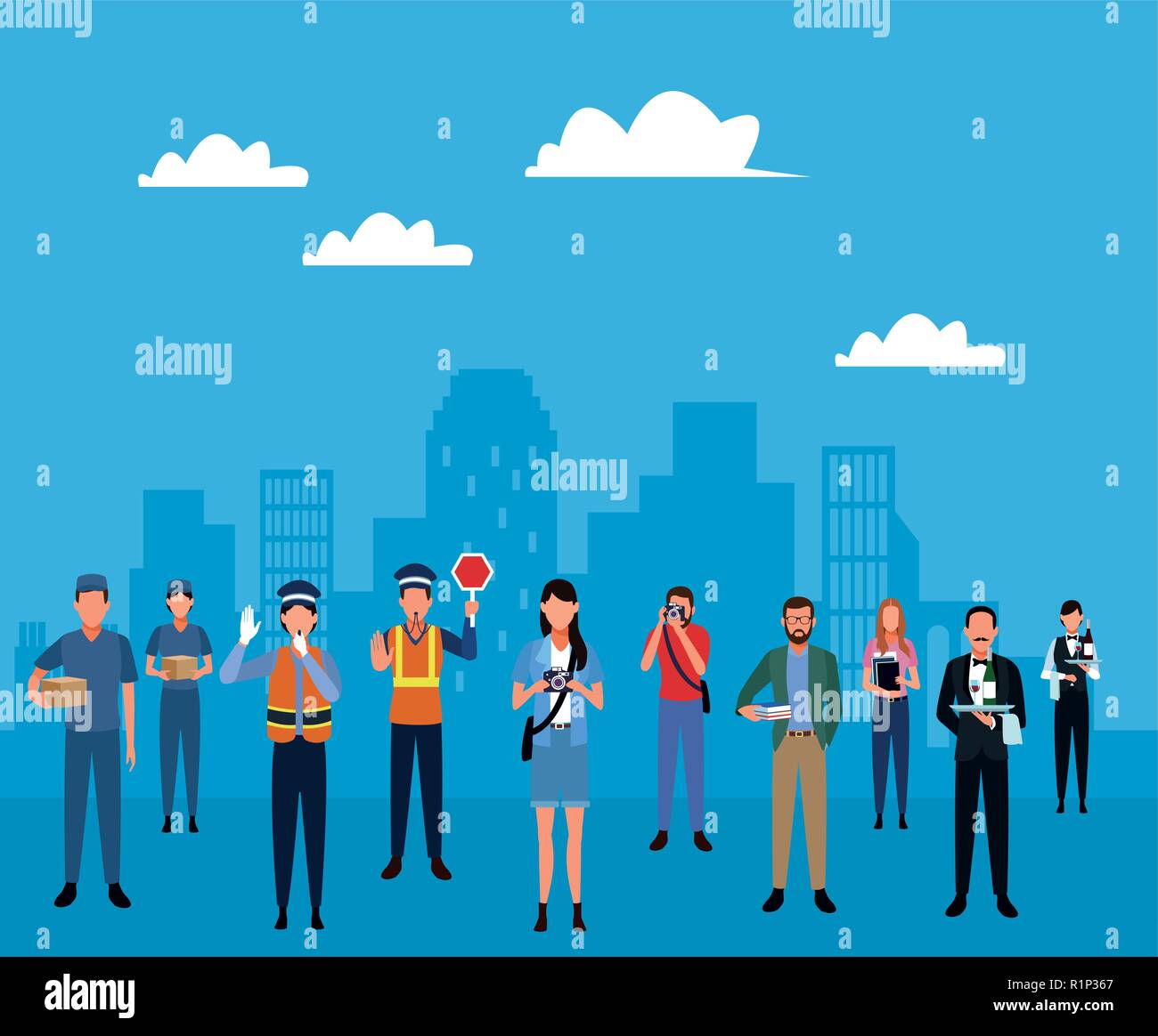 Set of jobs and occupations workers avatar vector illustration graphic ...