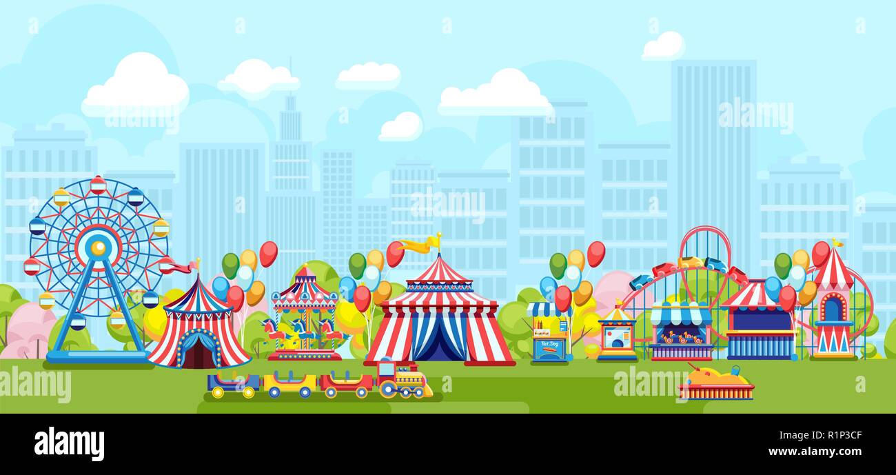 Colorful amusement park attraction in Stock Vector Images - Alamy
