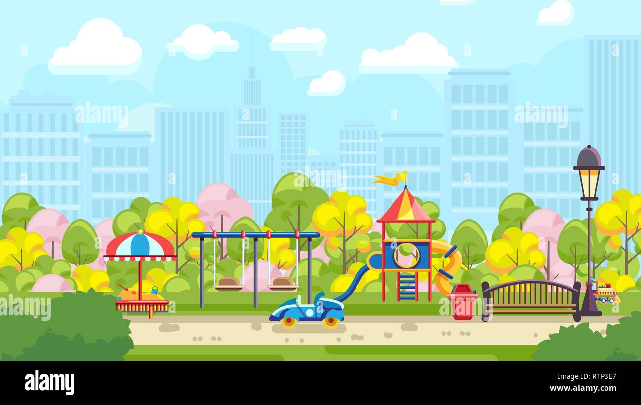 Vector of bright playground in city Stock Vector Image & Art - Alamy