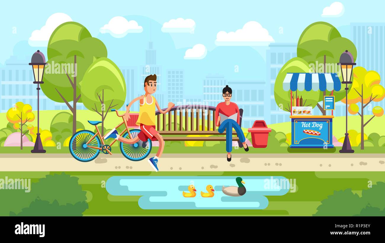 People in green park Stock Vector Images - Alamy