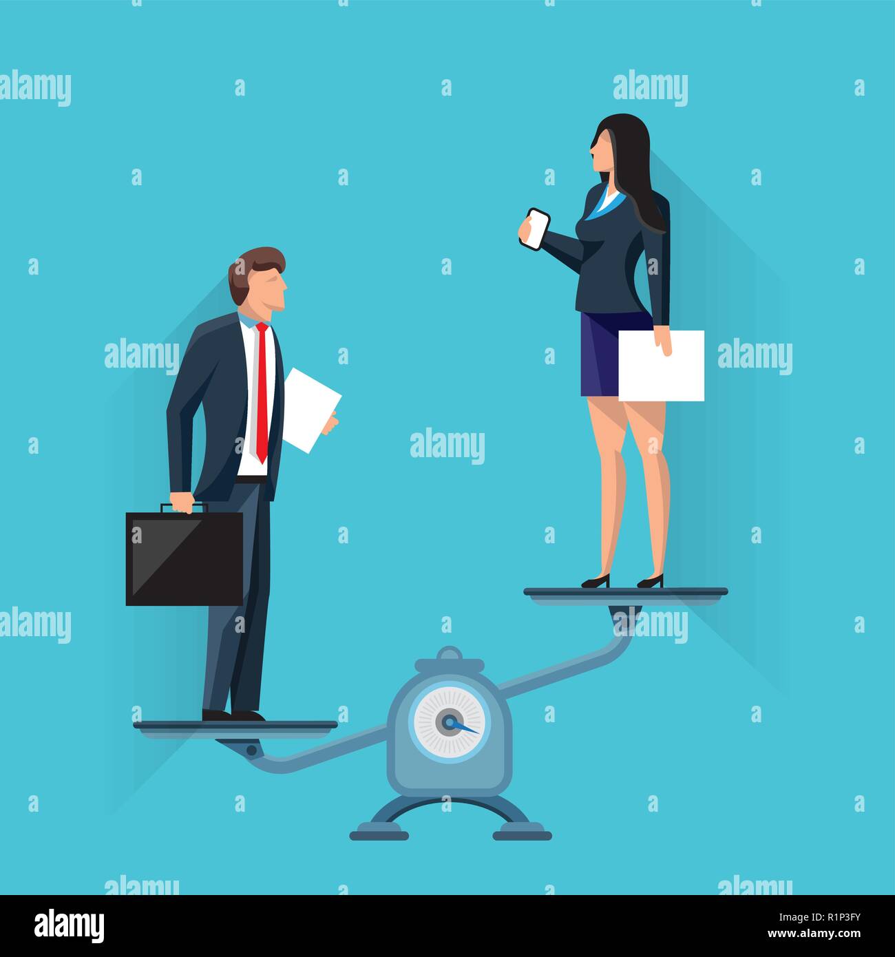 Man on weight scales Stock Vector Images - Alamy