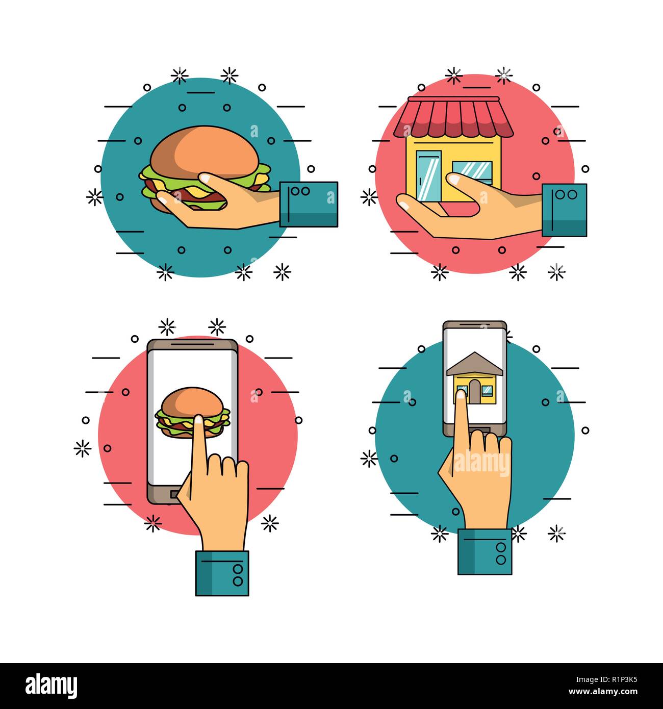 set order food online and delivery vector illustration graphic design ...