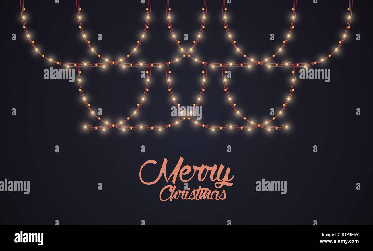 merry christmas banner with lights background vector illustration ...