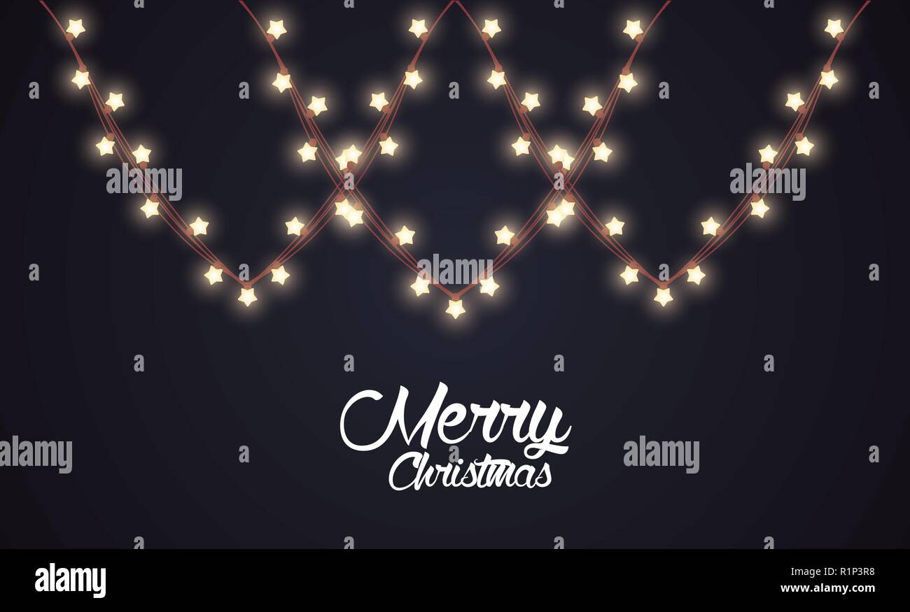 merry christmas banner with lights background vector illustration ...