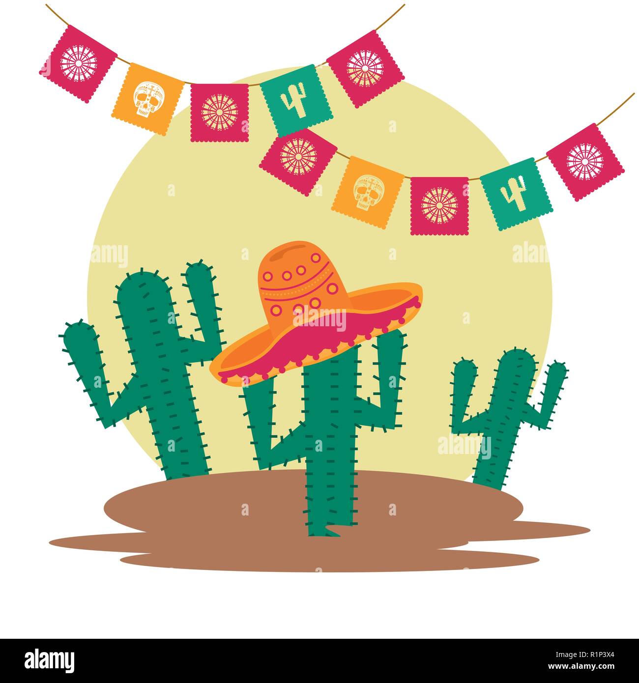 day of the dead cactus card cartoons vector illustration graphic design ...