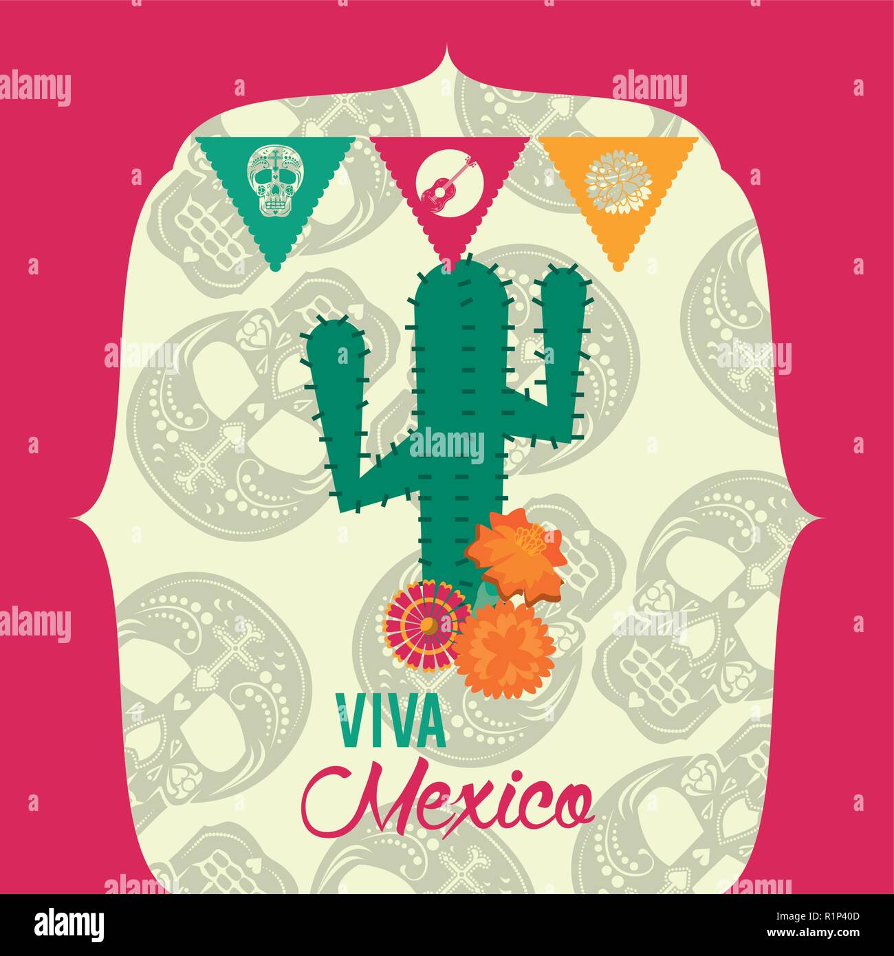 day of the dead cactus card cartoons vector illustration graphic design ...