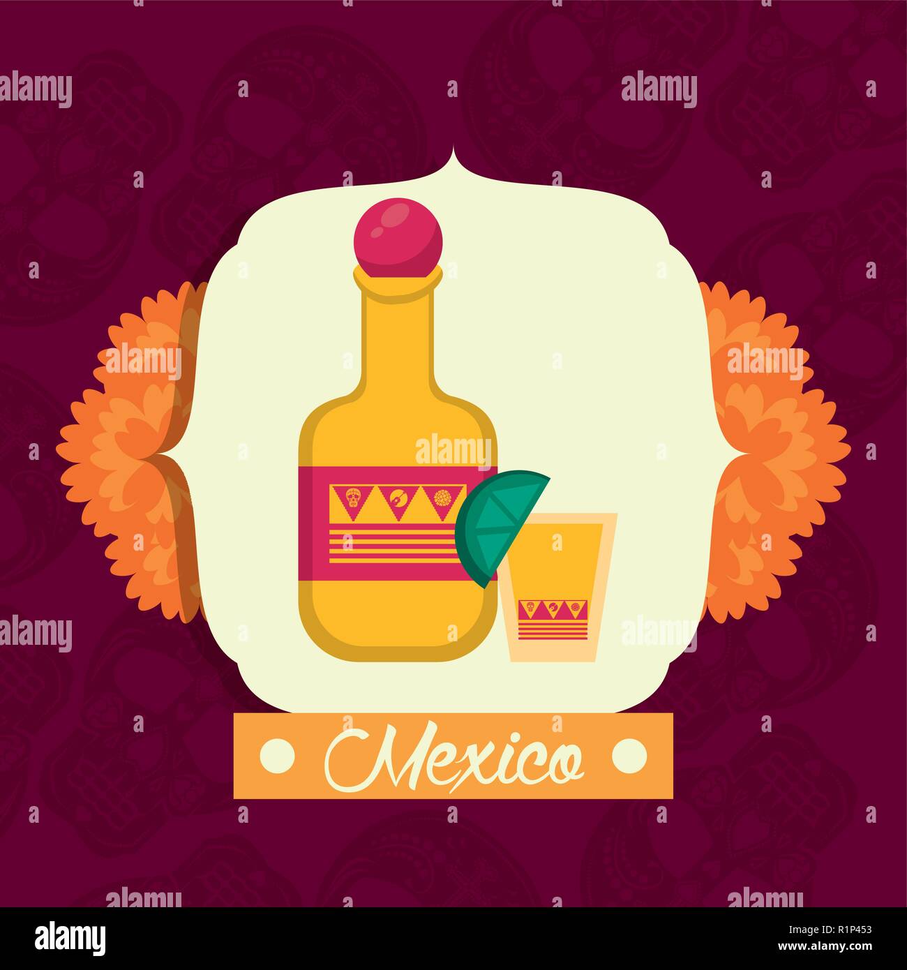 mexican typical beverage tequila mexico vector illustration graphic ...
