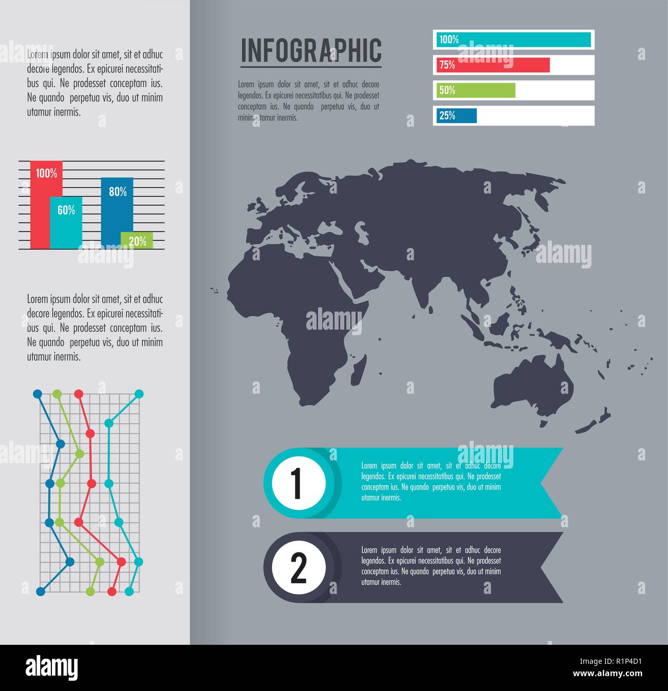 infographic ancient continent with line and bars diagrams vector ...