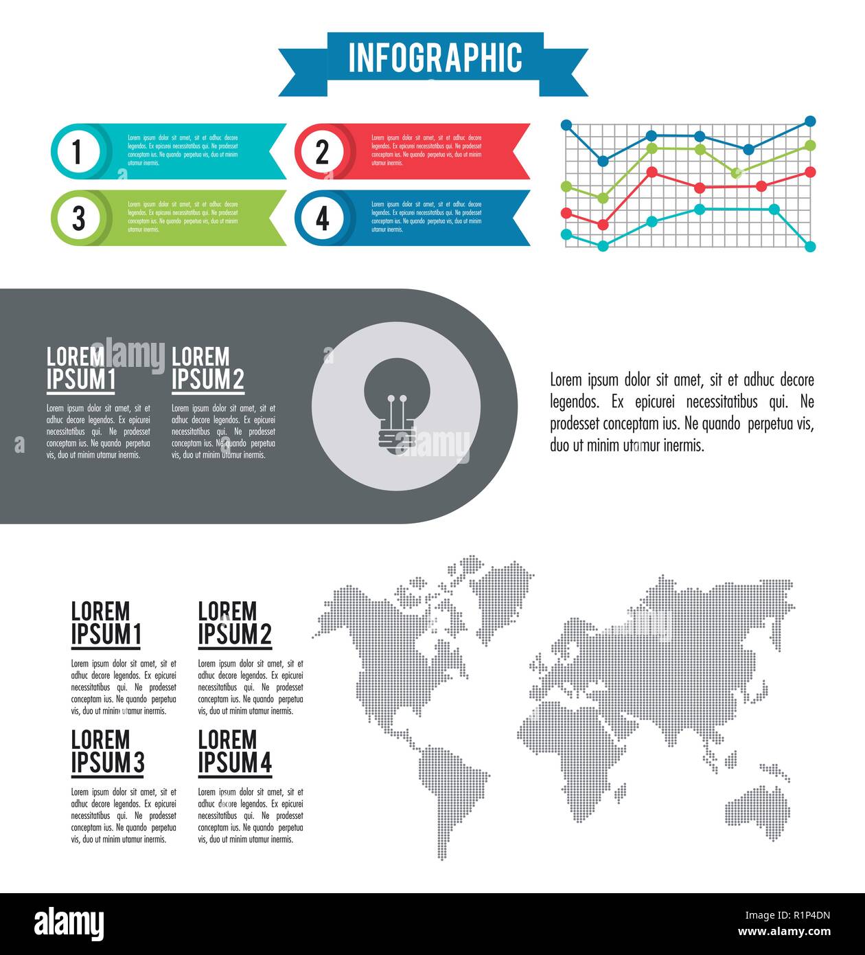 infographic whole world with line diagrams vector illustration graphic ...