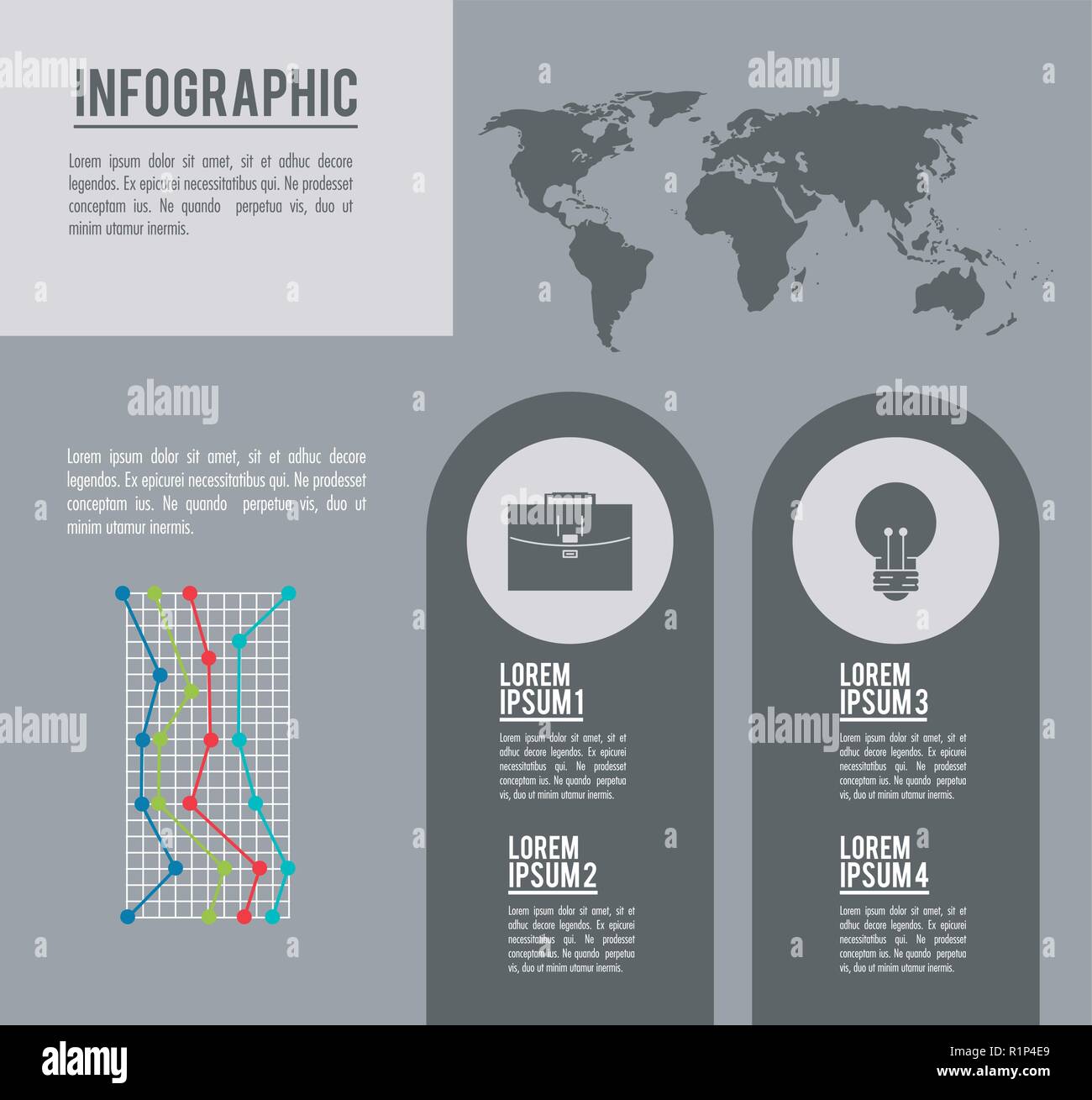 infographic whole world with line diagrams vector illustration graphic ...