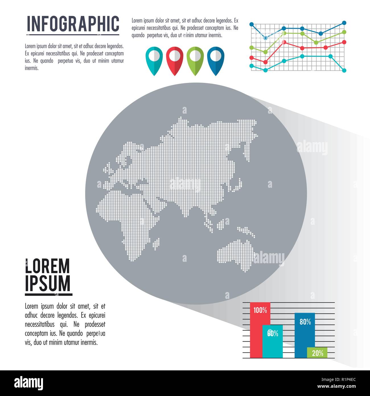 infographic ancient continent with line and bars diagrams vector ...
