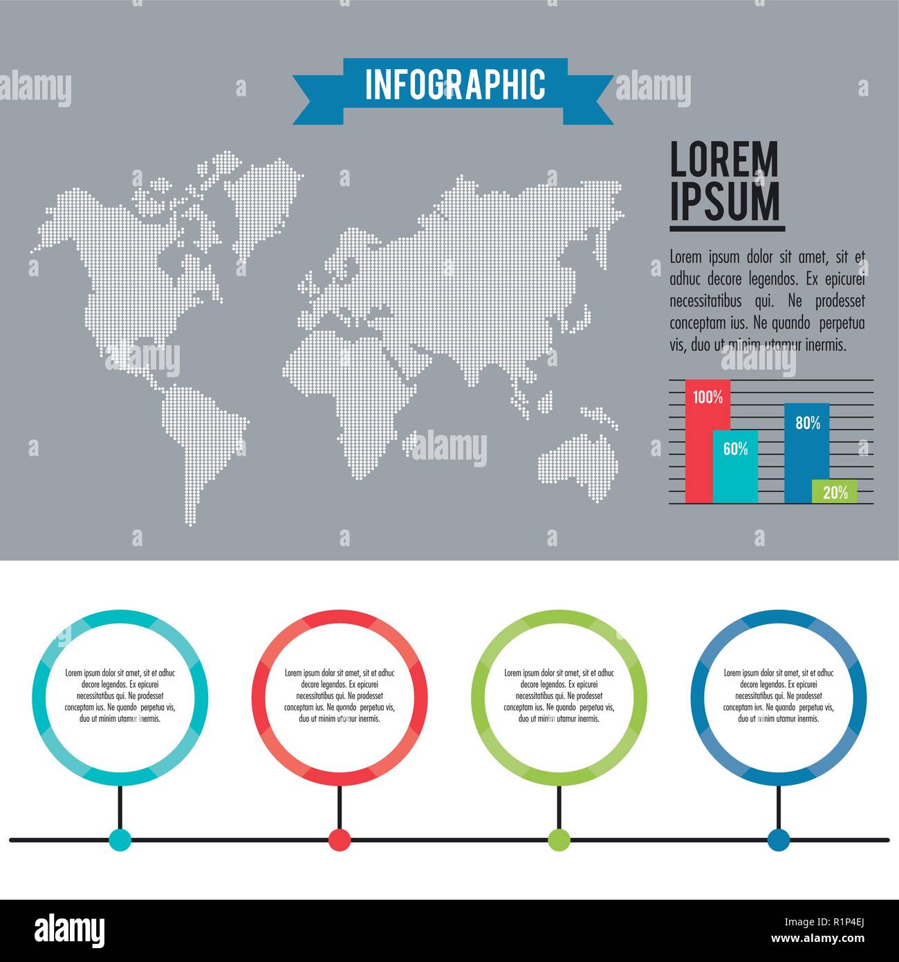 infographic whole world with bars diagrams vector illustration graphic ...