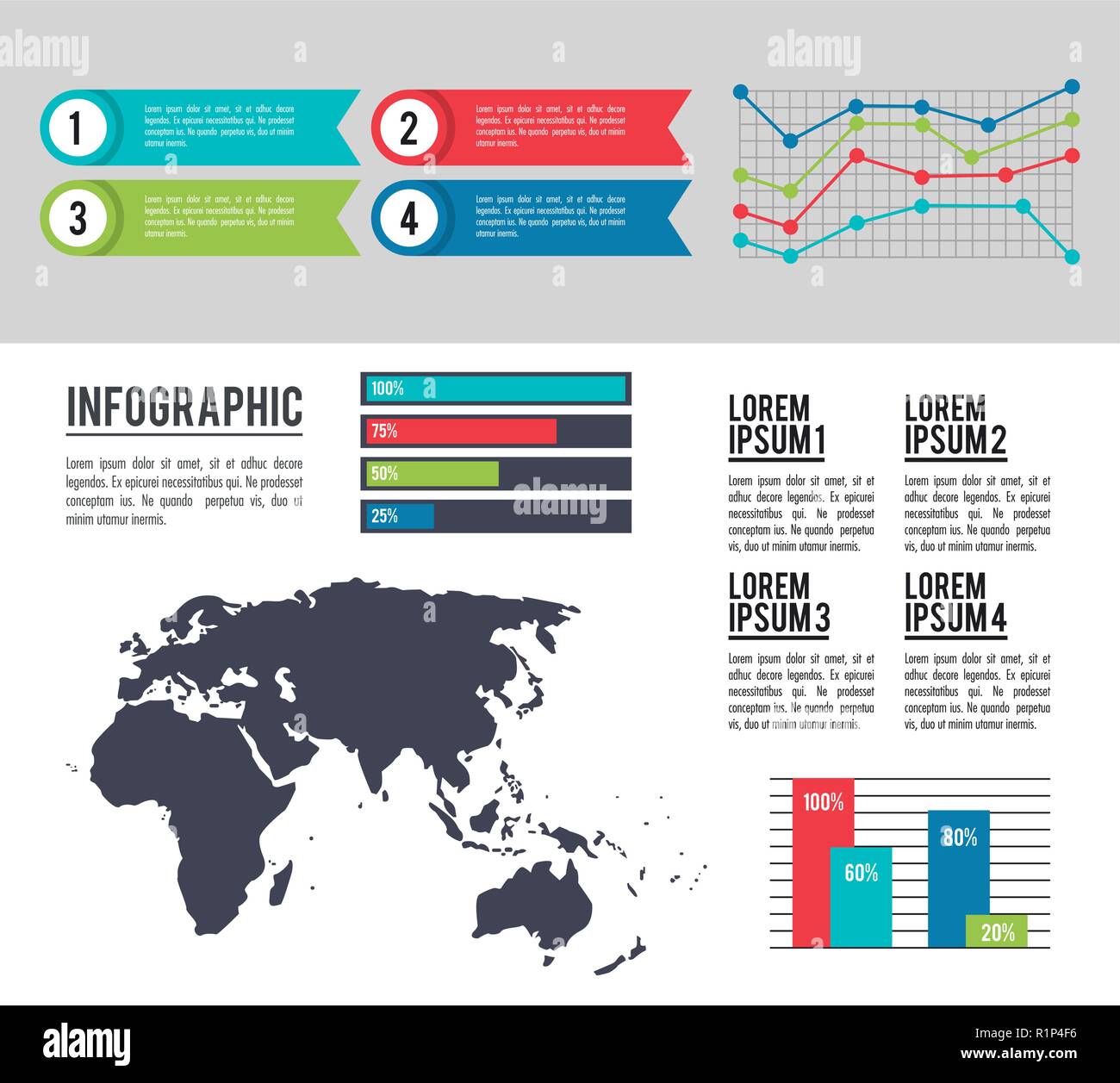 infographic ancient continent with line and bars diagrams vector ...