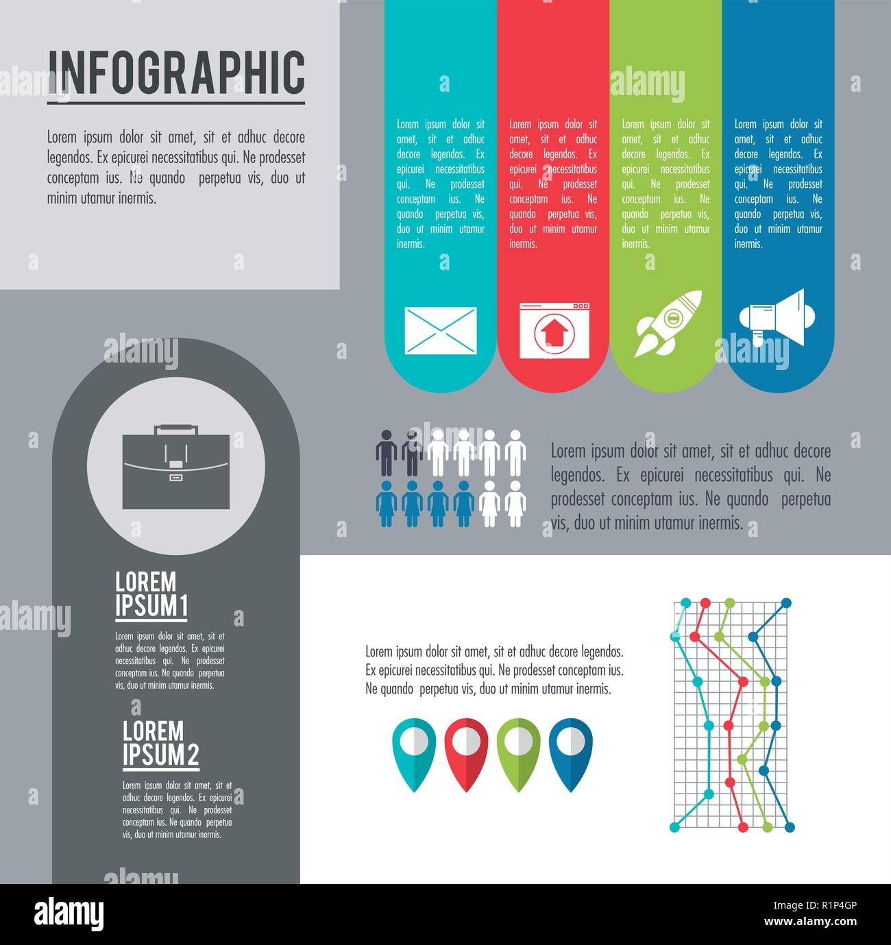 infographic various diagrams tabs and population vector illustration ...