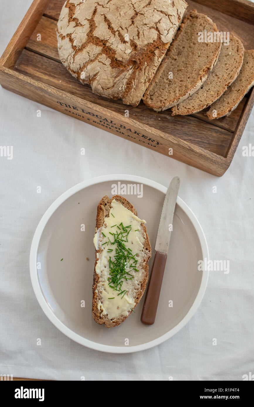 Butter and bread for breakfast Stock Photo - Alamy
