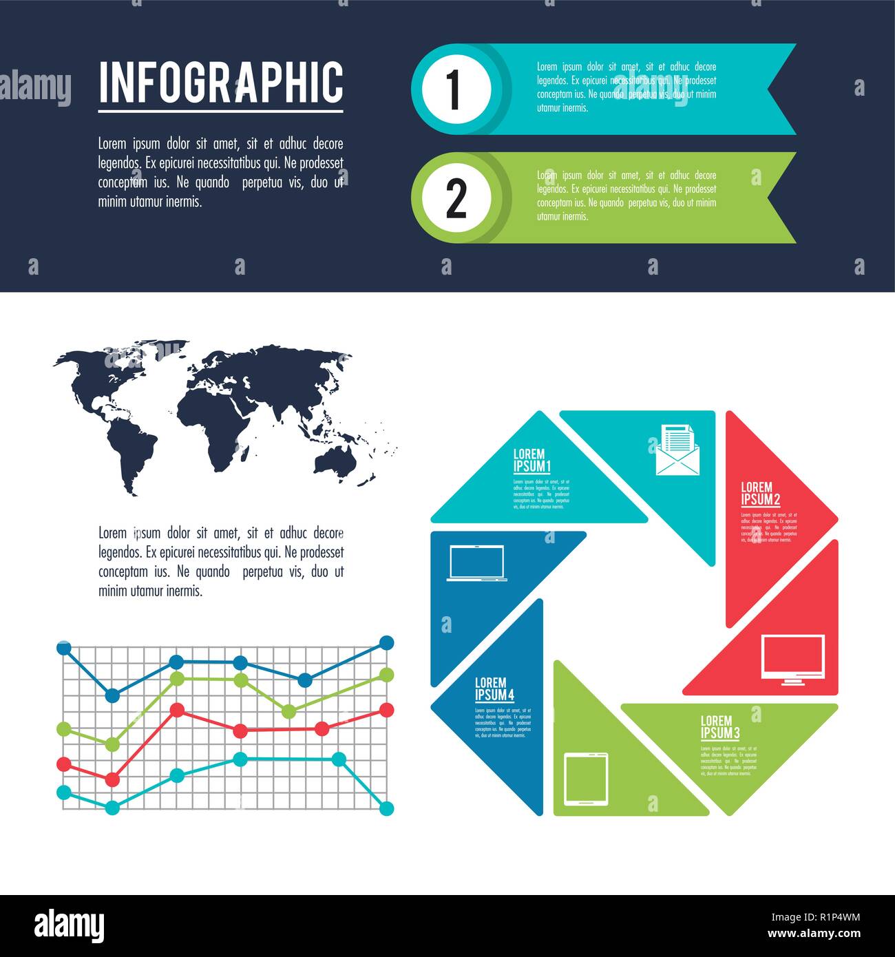 infographic styles and organization with tabs and icons vector ...