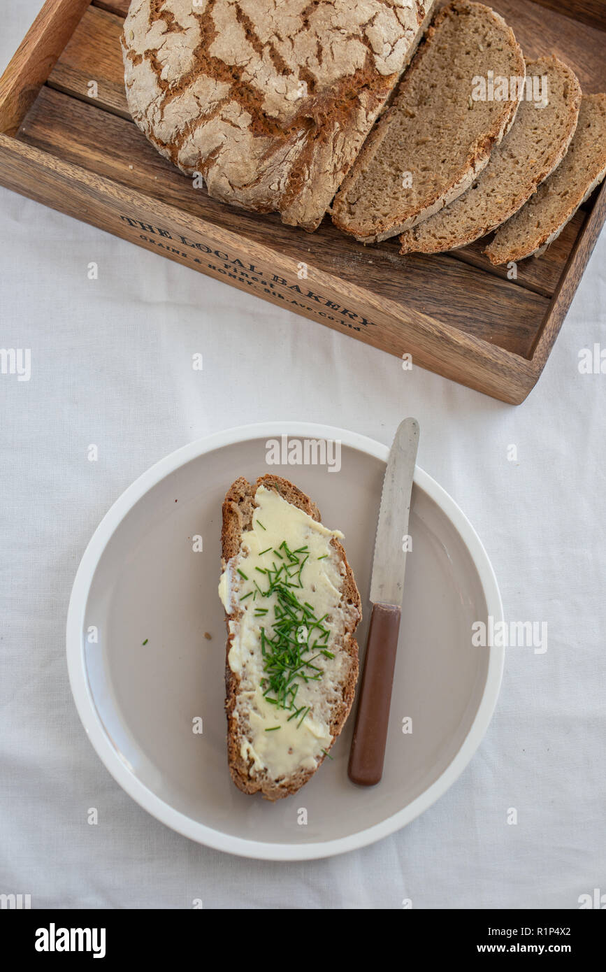 Butter and bread for breakfast Stock Photo - Alamy