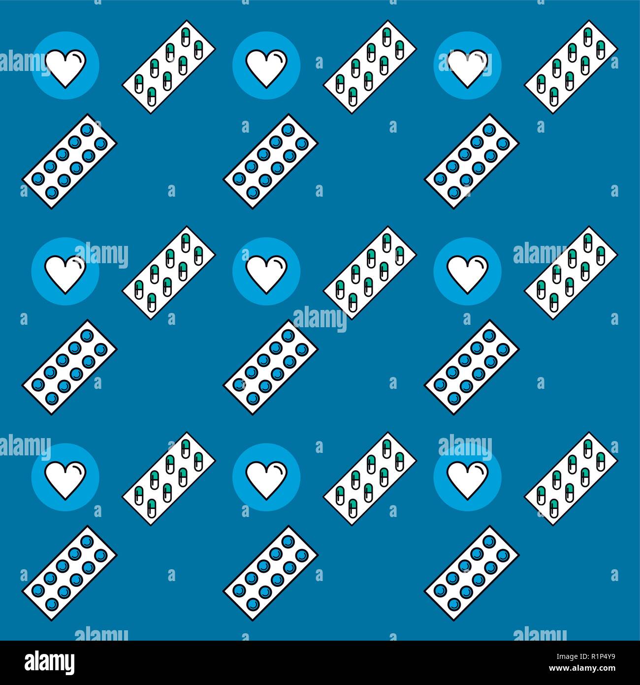 medical stuff and elements background with pills and heart vector ...