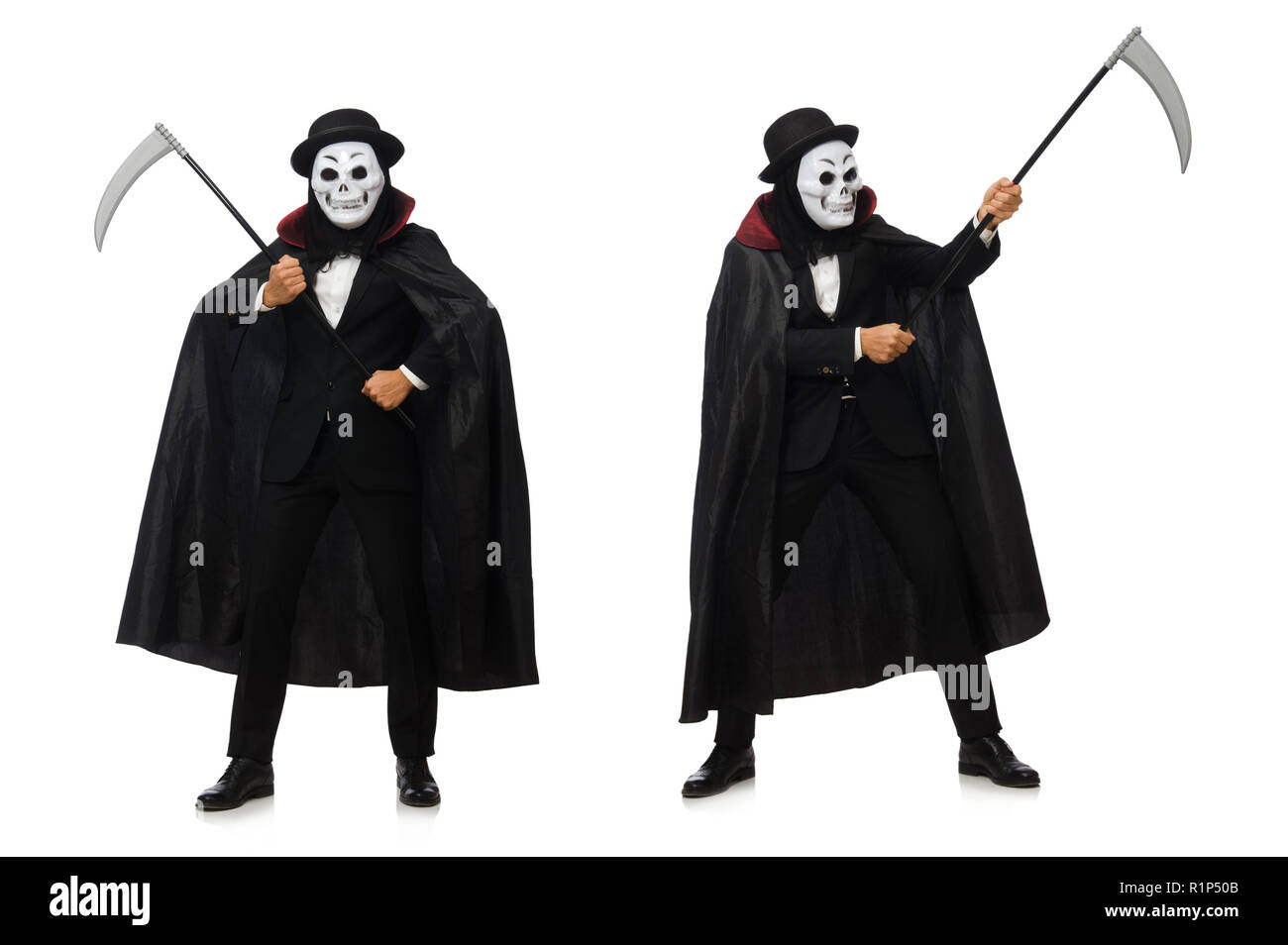 Man with scary mask isolated on white Stock Photo - Alamy