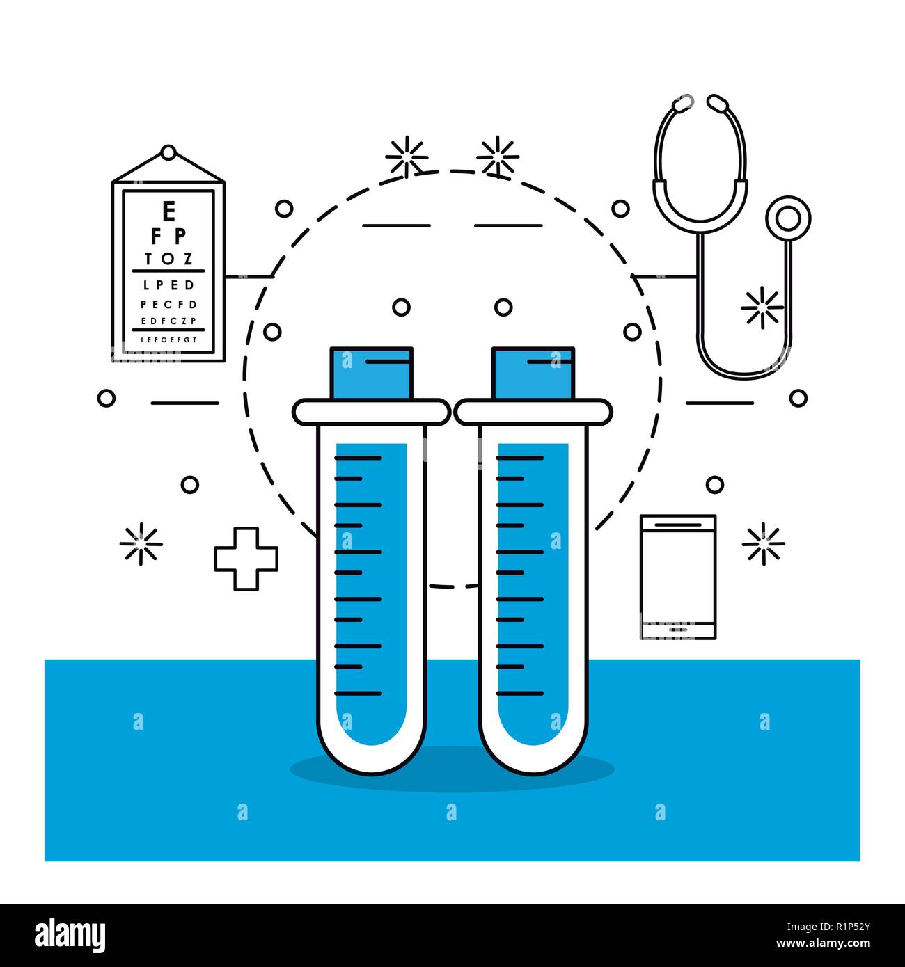 medical stuff and elements with test tube and endoscope vector ...