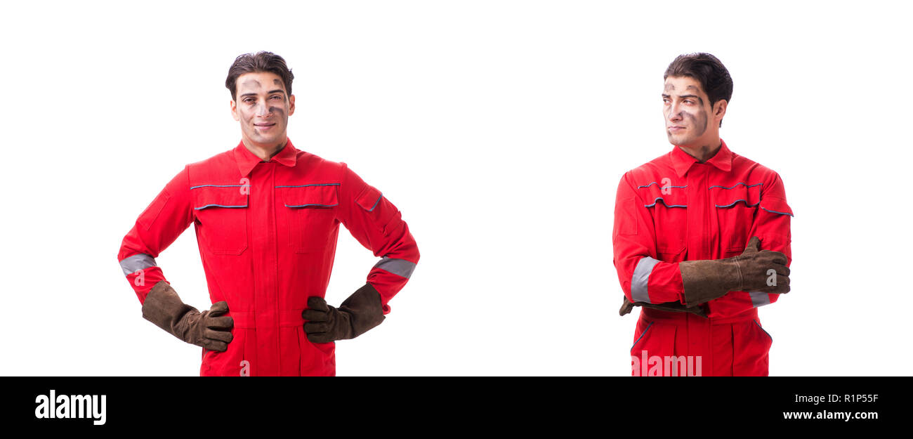 Contractor employee isolated on white background Stock Photo - Alamy
