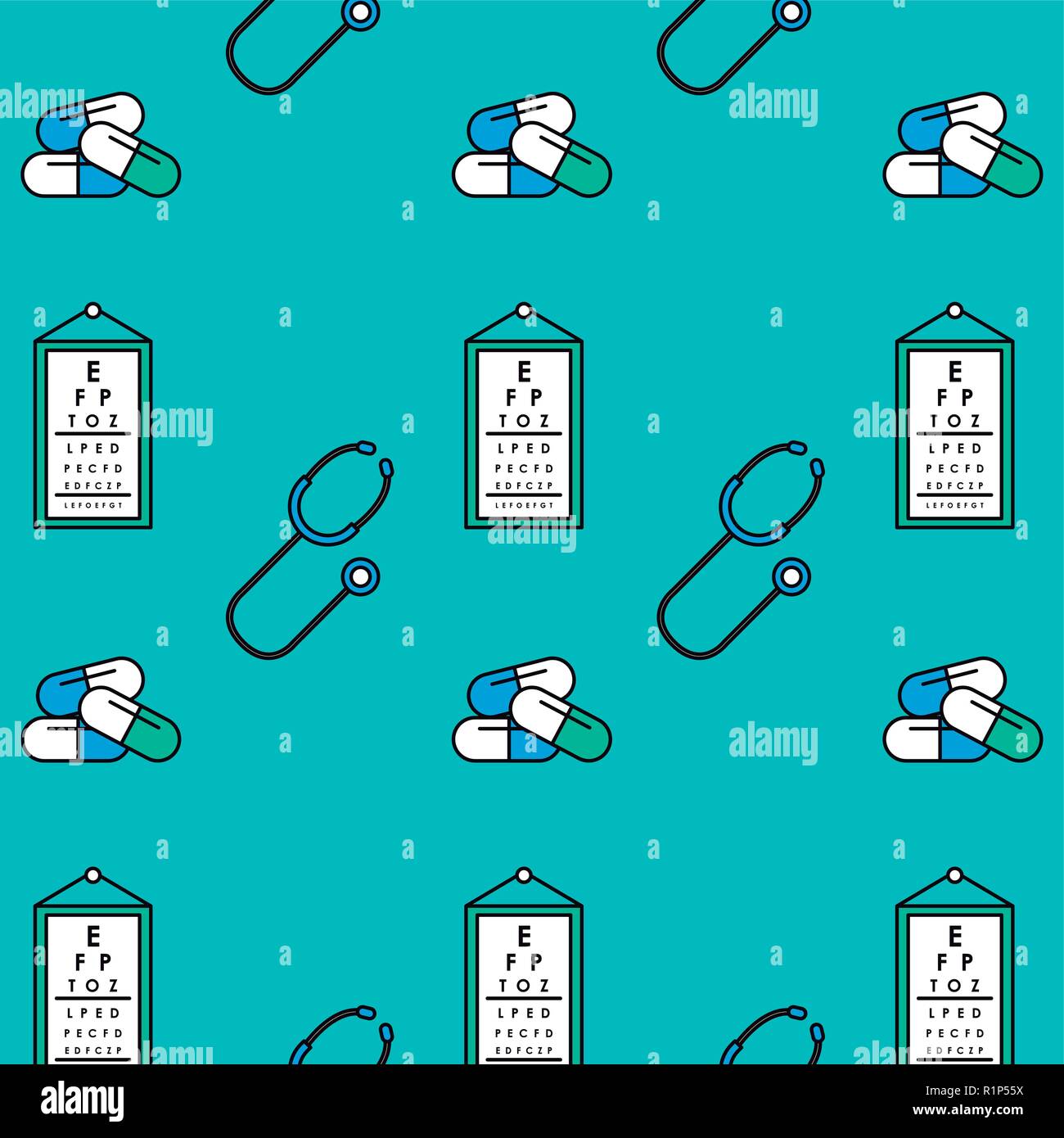 medical stuff and elements background with endoscope and pills vector ...