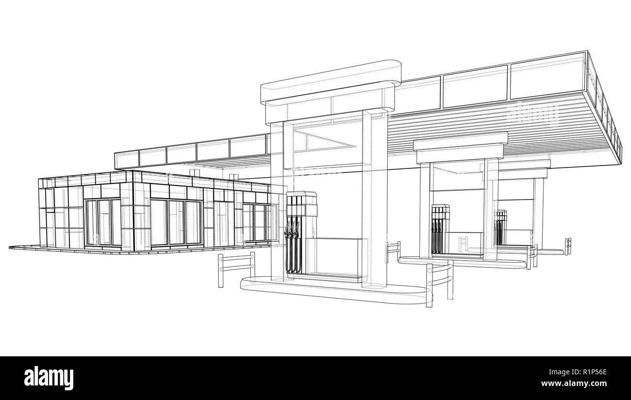 Gas Station. Vector rendering of 3d Stock Vector Image & Art - Alamy