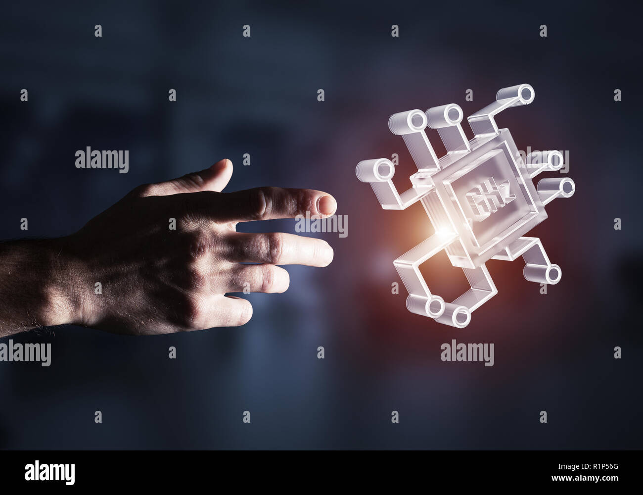 Computing and innovation concept with chip icon. Mixed media Stock ...