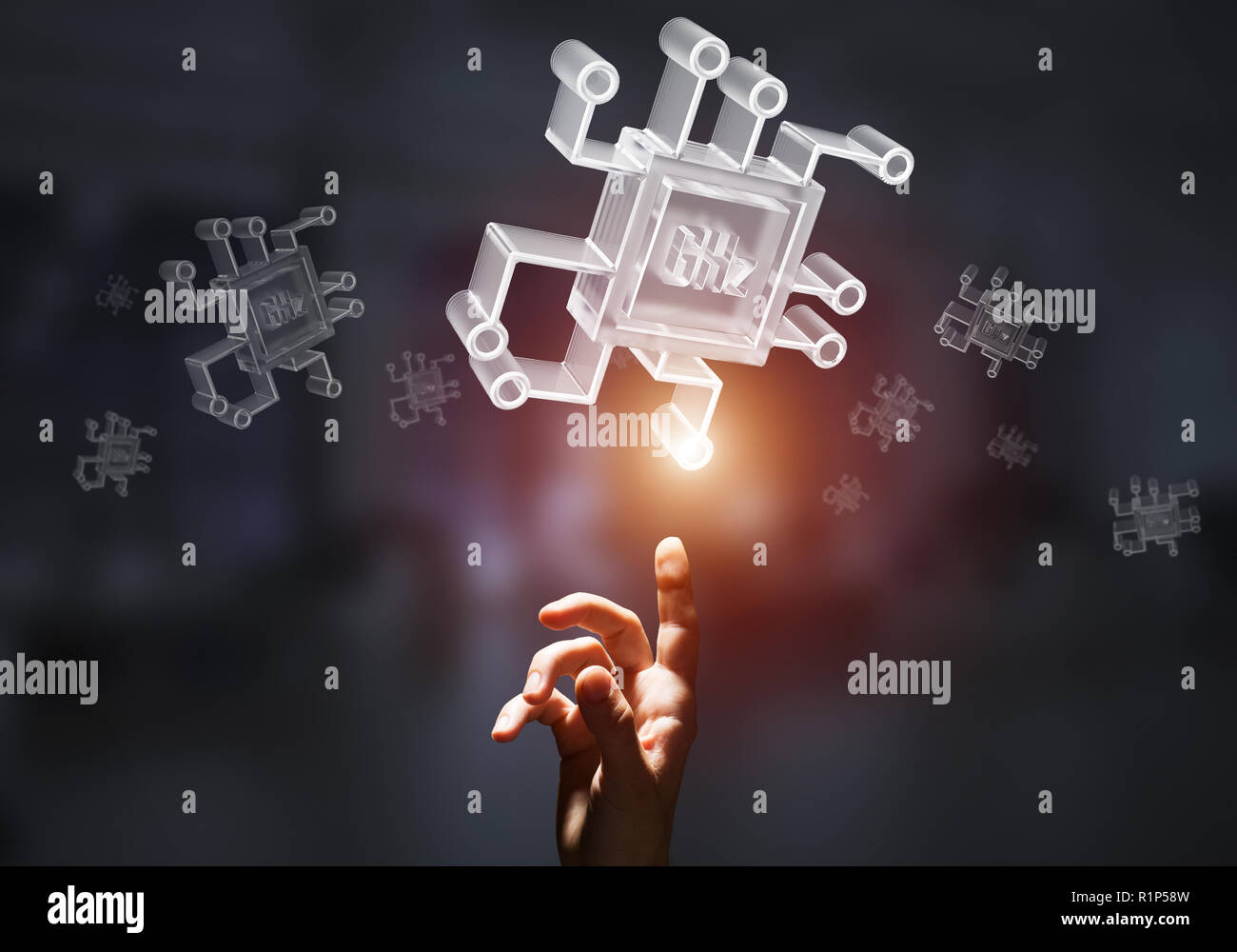 Computing and innovation concept with chip icon. Mixed media Stock ...