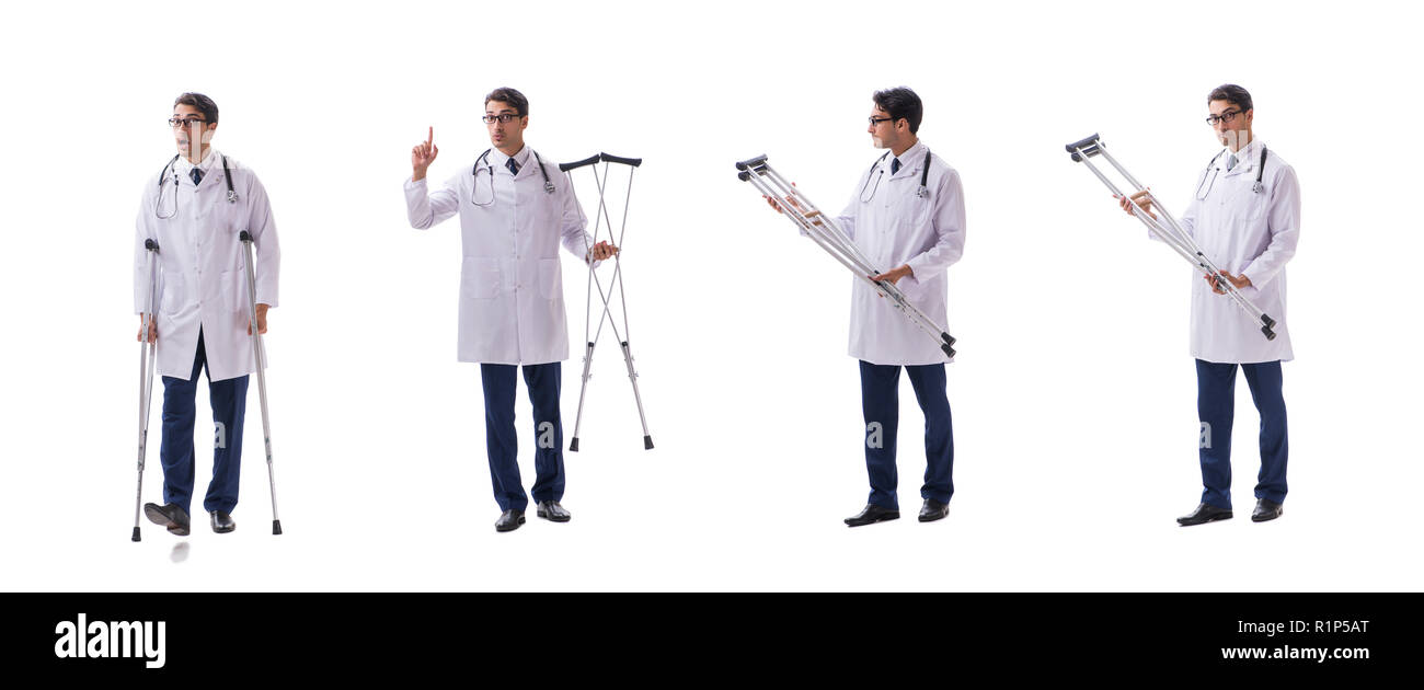 Young doctor physician standing walking isolated on white background ...