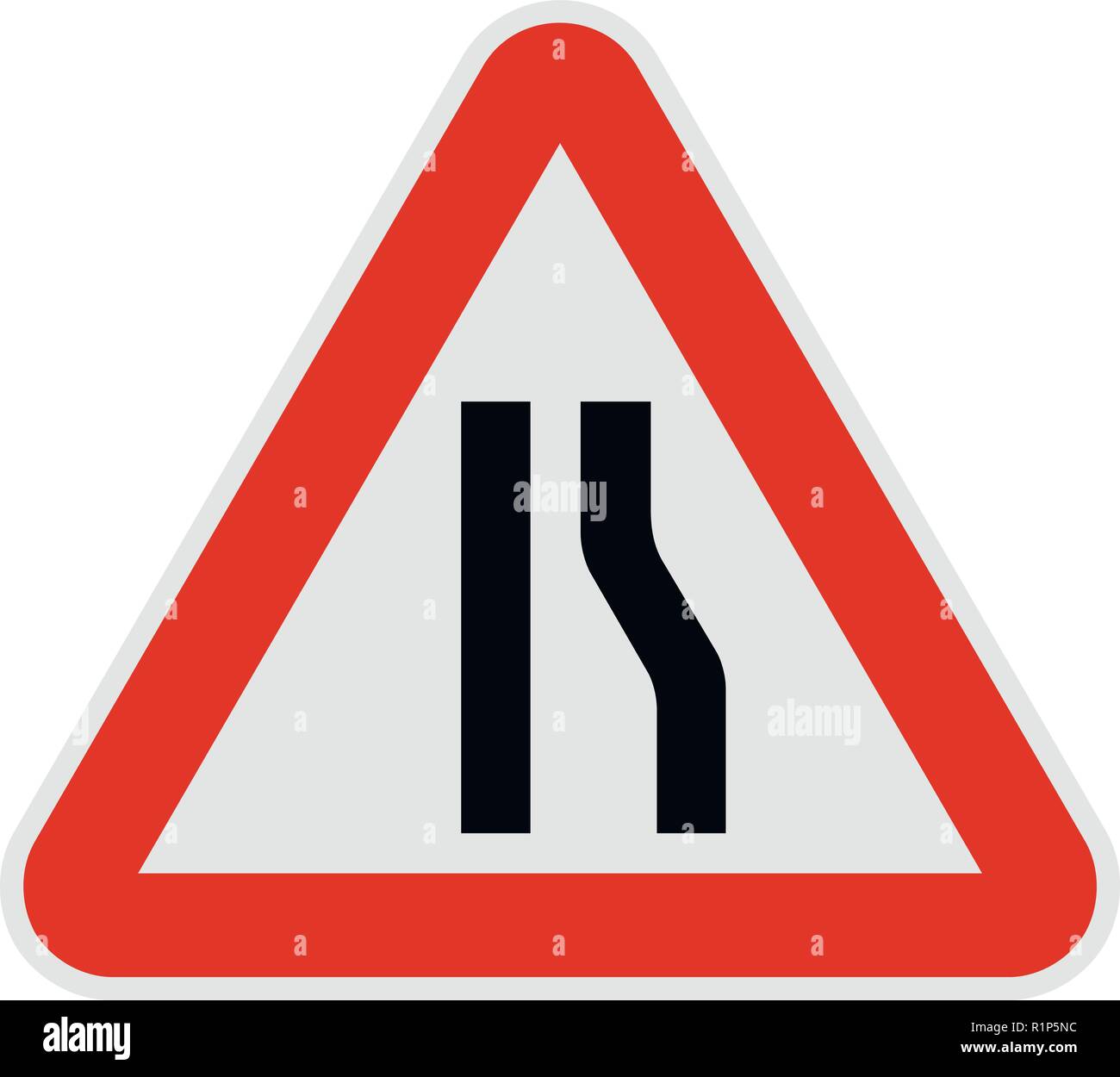 Narrowing right road icon. Flat illustration of narrowing right road ...