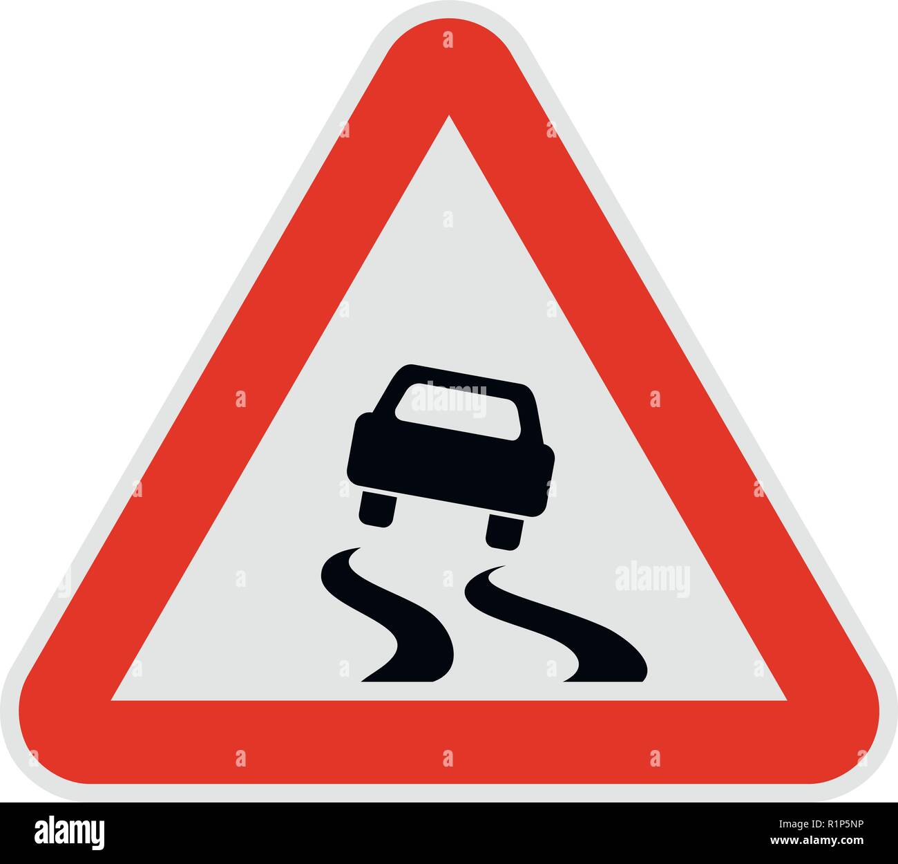 Car on dangerous roadside icon. Flat illustration of car on dangerous ...