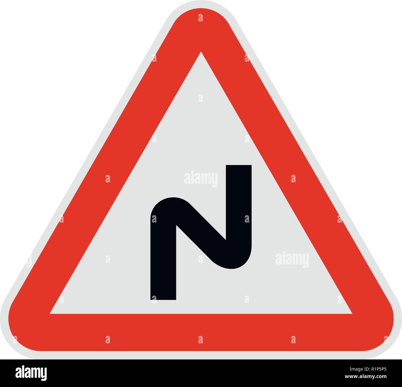 Dangerous turn left icon. Flat illustration of dangerous turn left ...