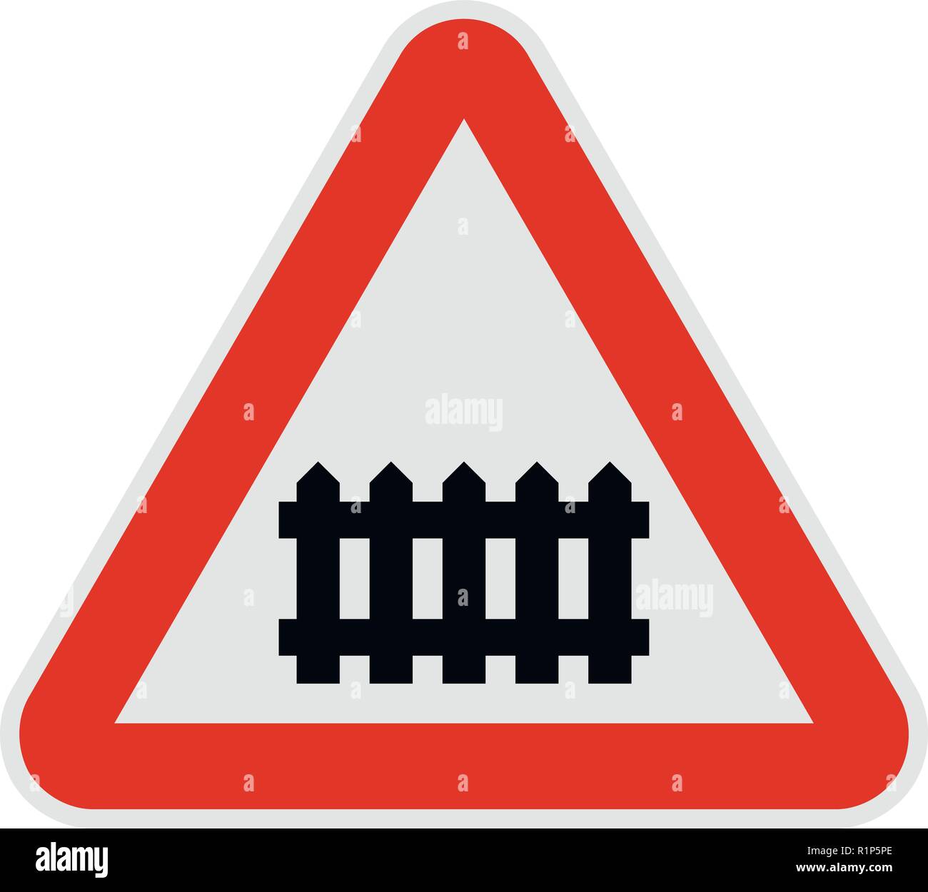 Railroad crossing with a barrier icon. Flat illustration of railroad ...