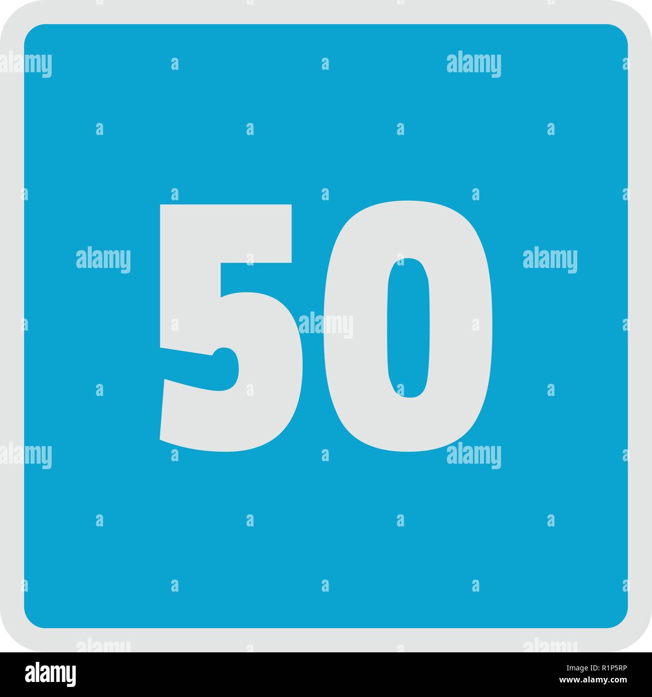 Minimum speed fifty limit icon. Flat illustration of minimum speed ...