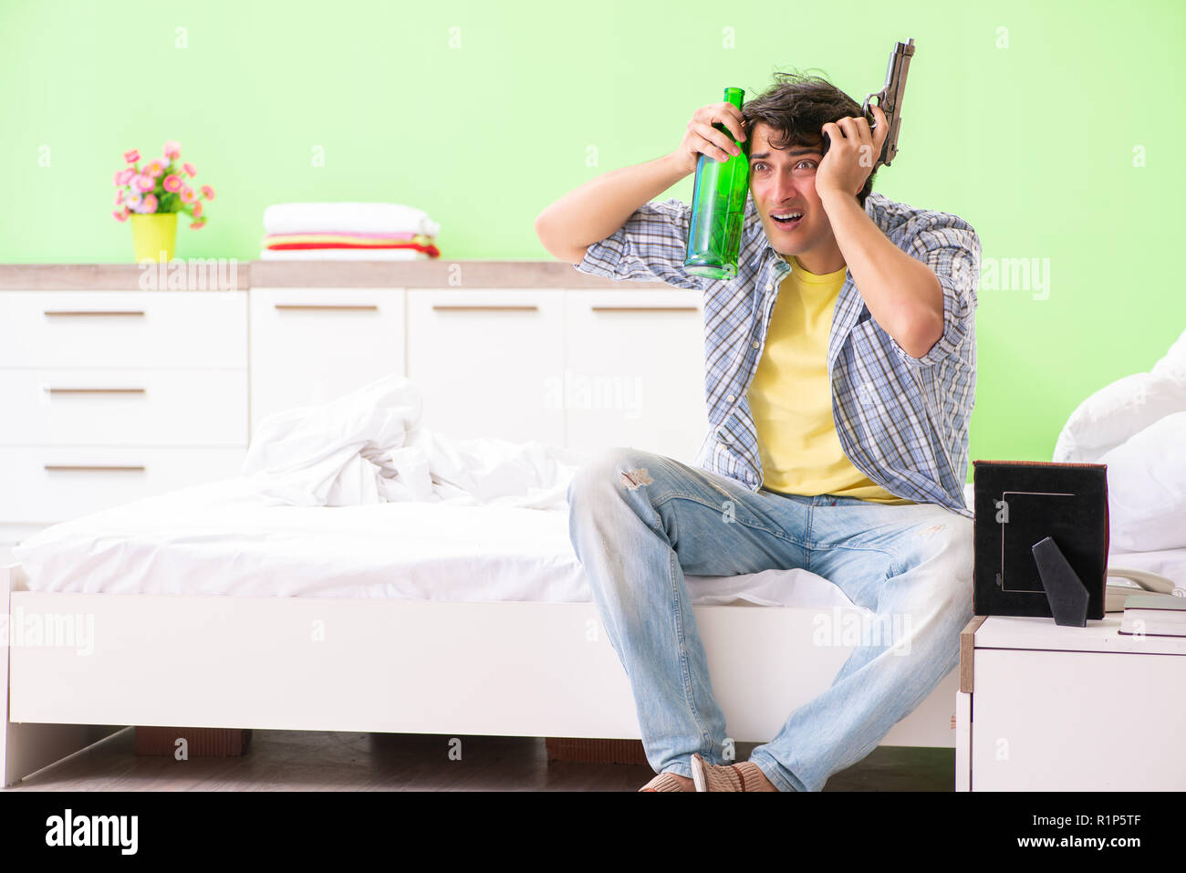 Young man sad in unhappy love concept Stock Photo - Alamy