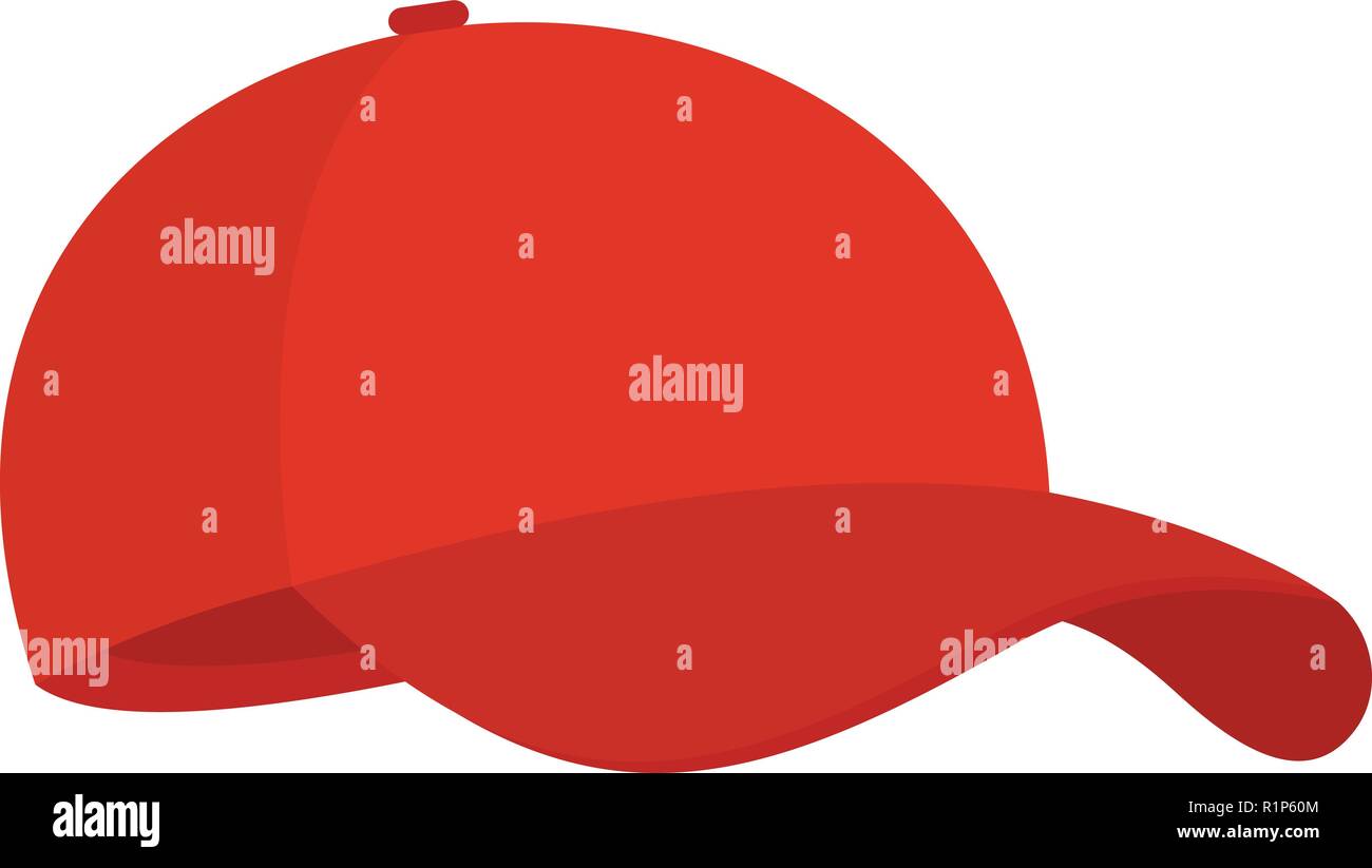Red baseball cap icon. Flat illustration of red baseball cap vector ...