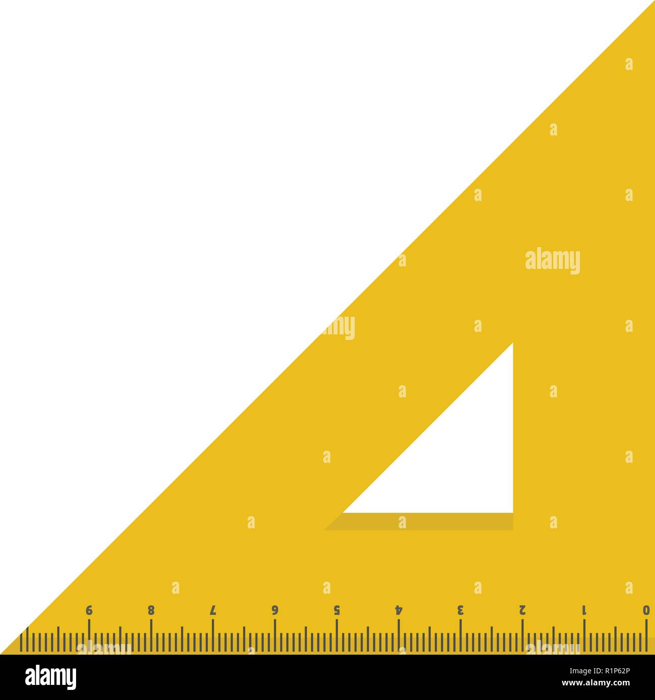Yellow triangular ruler icon. Flat illustration of yellow triangular ...