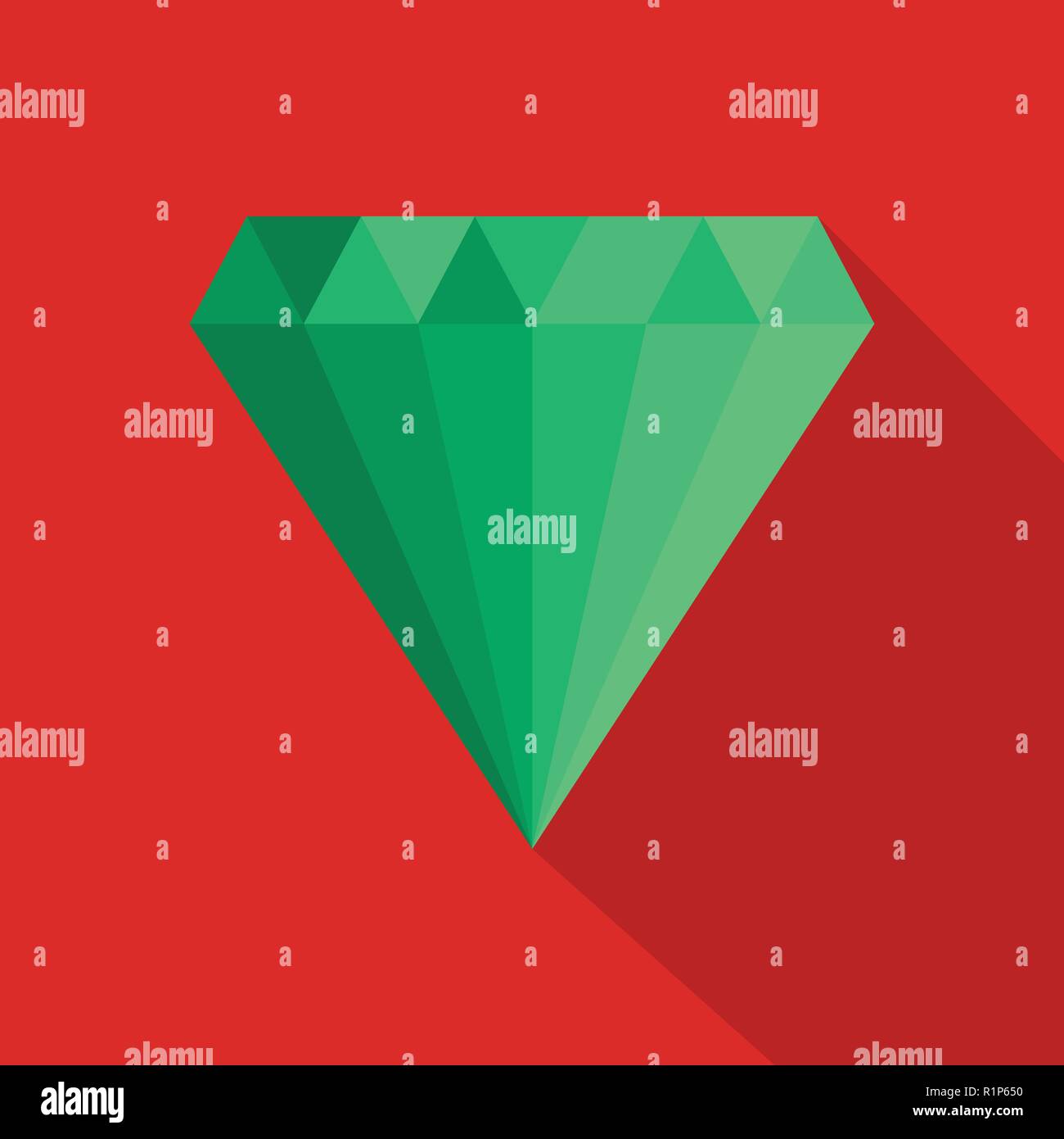 Green gem icon. Flat illustration of green gem vector icon for web ...
