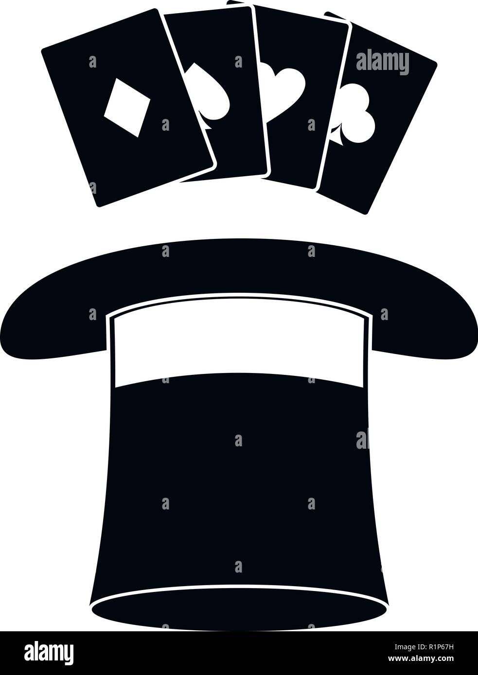 Hat with card icon. Simple illustration of hat with card vector icon ...