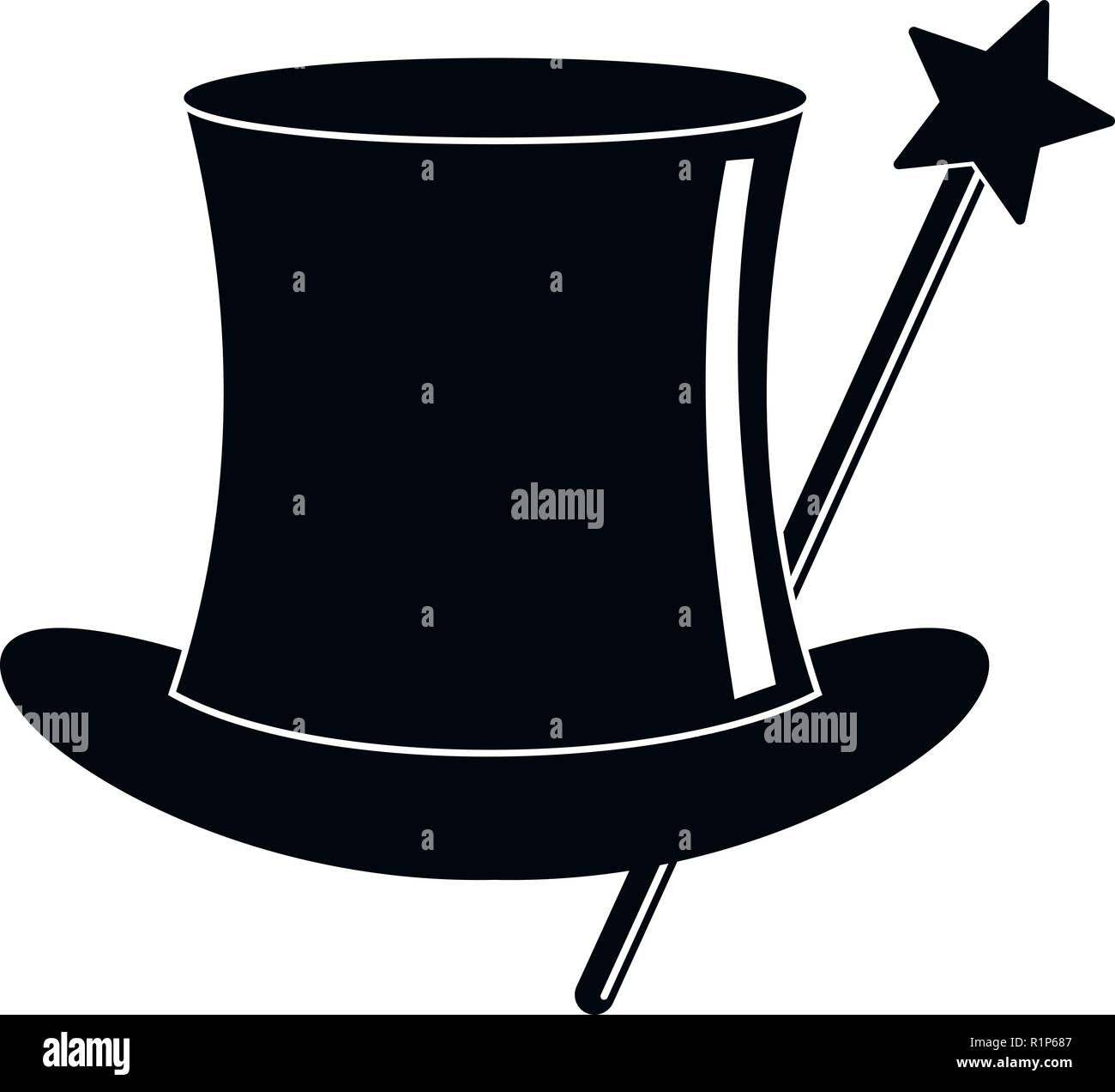 Hat with a wand icon. Simple illustration of hat with a wand vector ...